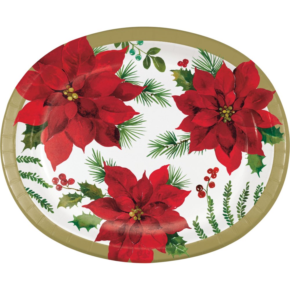 Posh Poinsettia Oval Platters - 8ct – PandoraParty